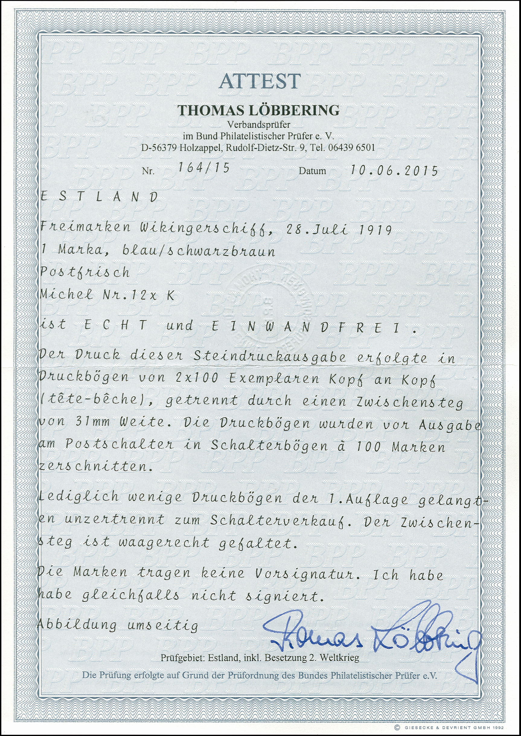 Stamp Auction - europa estland - Auction #362, lot 76